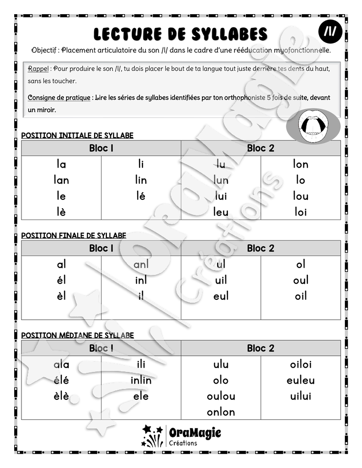 Fiches éducatives - OraMagie Matériel d'intervention spécialisé
