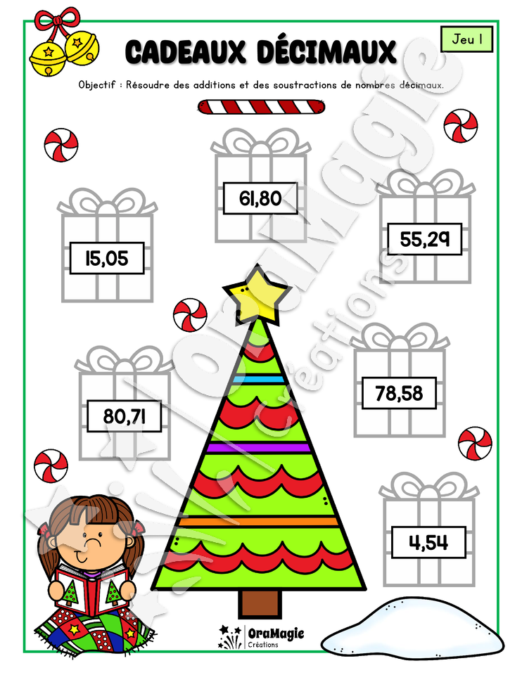 Cadeaux décimaux - Additions et soustractions nombres décimaux - 3e ...