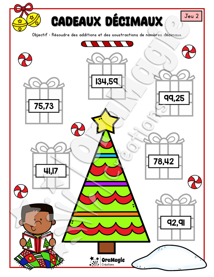 Cadeaux décimaux - Additions et soustractions nombres décimaux - 3e ...