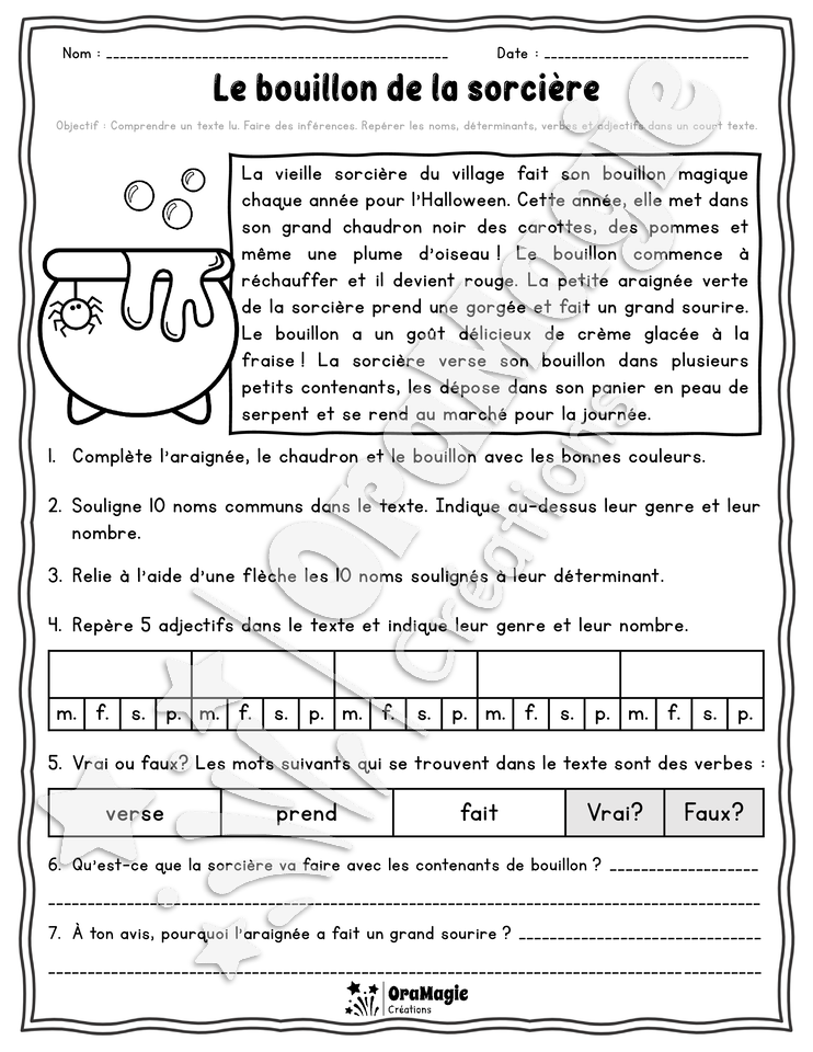 Collection lecture et grammaire - Le bouillon de la sorcière | OraMagie ...